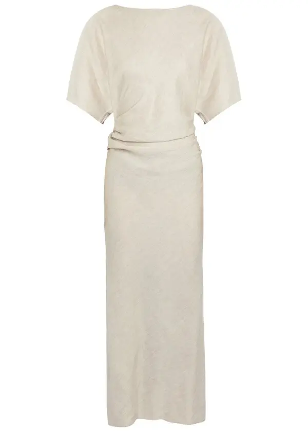 Staud Amelie Linen-blend Midi Dress - Off White
