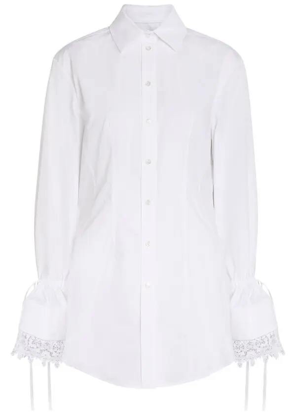 Erdem Lace-trimmed Cotton-poplin Shirt