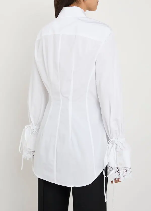 Erdem Lace-trimmed Cotton-poplin Shirt