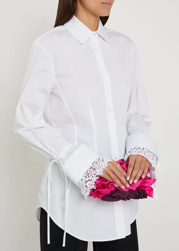 Erdem Lace-trimmed Cotton-poplin Shirt