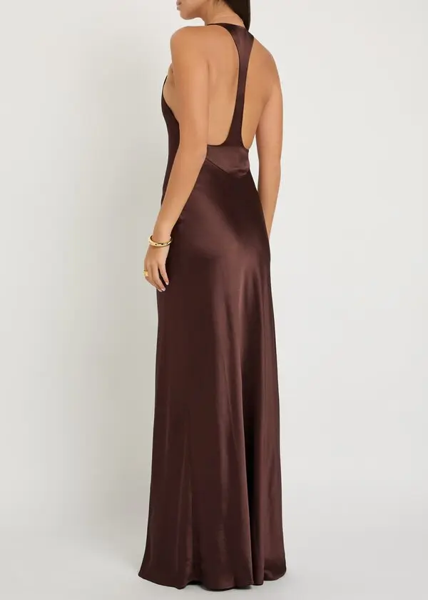 long sleeve fit and flare wedding guest dress Lady Black Tie - Dawson Gown - Stretch Satin Dress main image 0