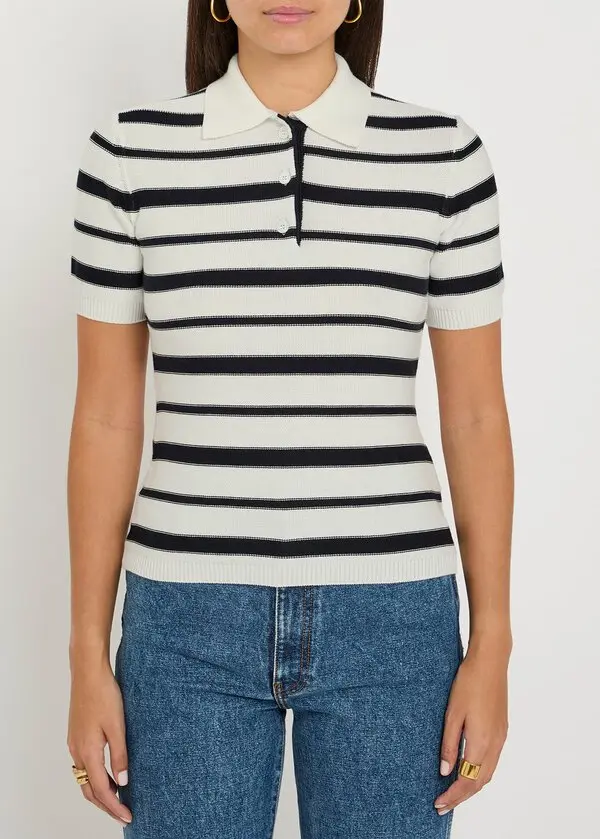 Max Mara Carioca Striped Stretch-cotton Polo Top - White