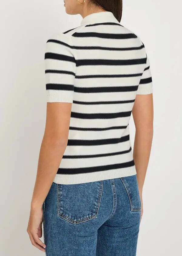 Max Mara Carioca Striped Stretch-cotton Polo Top - White