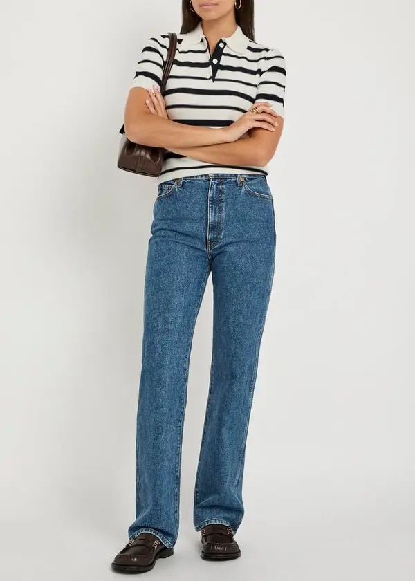 Max Mara Carioca Striped Stretch-cotton Polo Top - White