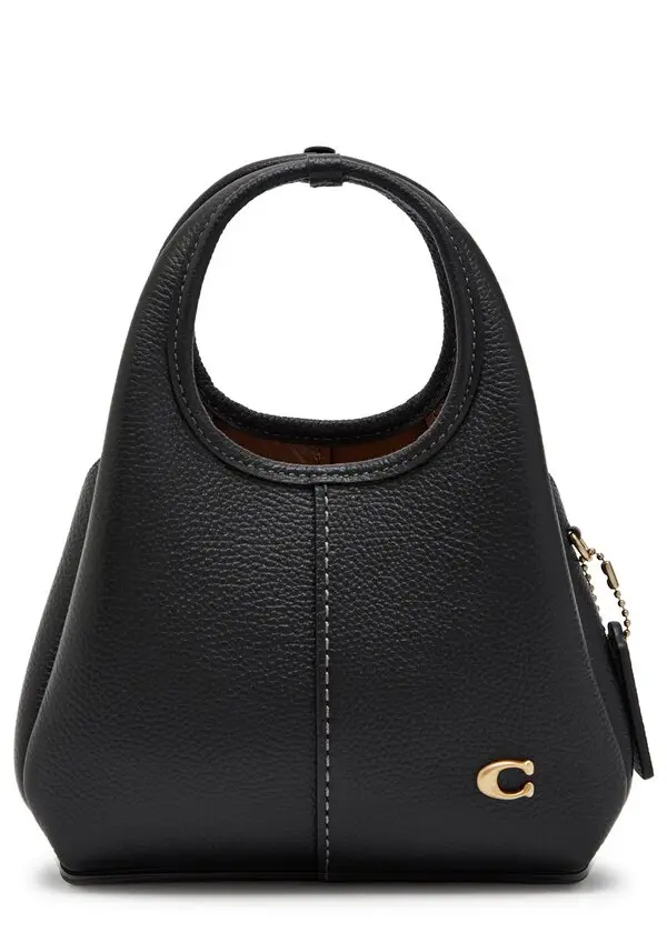 COACH Lana 19 Pebbled Leather Top Handle Bag - Black