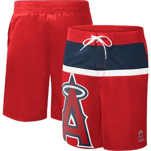 G-III SPORTS BY CARL BANKS Los Angeles Angels Sea Wind Swim Shorts - Red