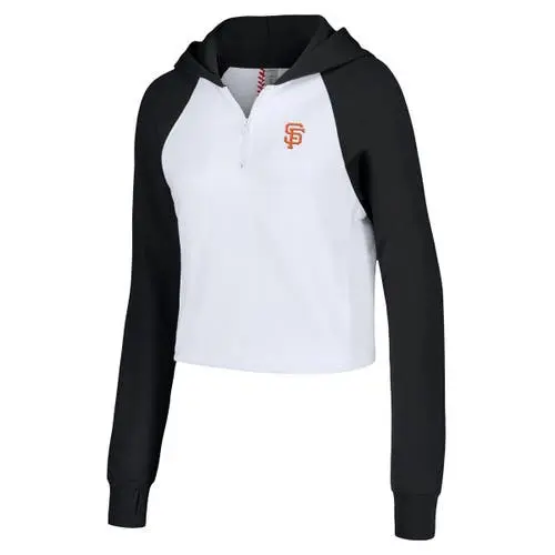LUSSO San Francisco Giants Raglan Quarter-zip Cropped Pullover Hoodie