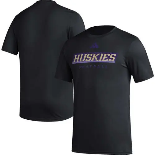 Adidas Washington Huskies Football Practice Aeroready Pregame T-shirt - Black