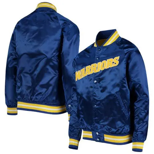 Mitchell & Ness Youth Golden State Warriors Hardwood Classics Satin Raglan Full-snap Jacket - Royal