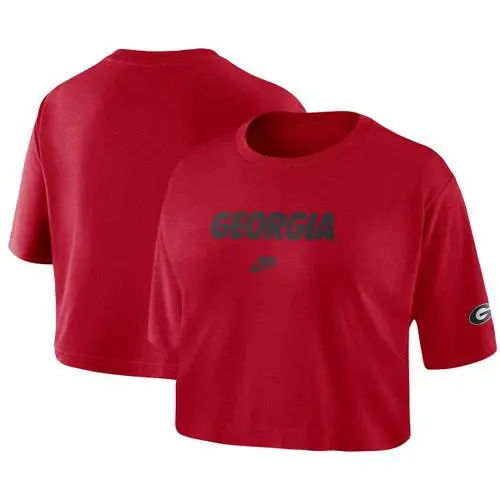 Nike Georgia Bulldogs Wordmark Cropped T-shirt - Red