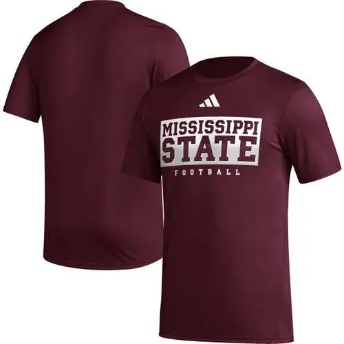 Adidas Mississippi State Bulldogs Football Practice Aeroready Pregame T-shirt - Maroon