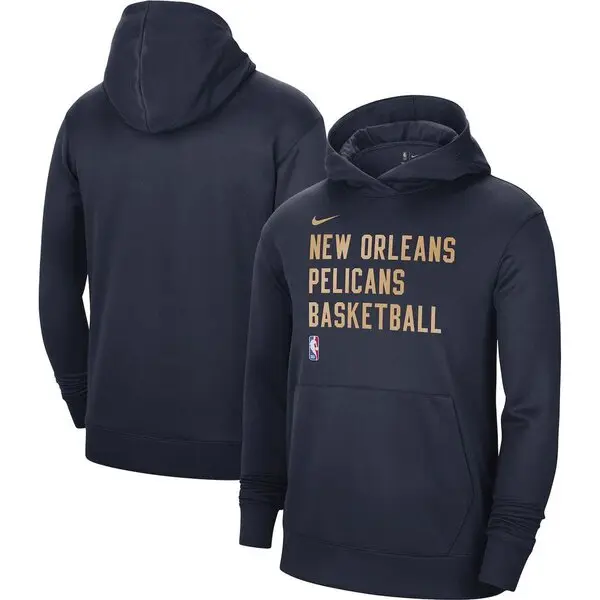 Nike New Orleans Pelicans 2023/24 Performance Spotlight On-court Practice Pullover Hoodie - Navy