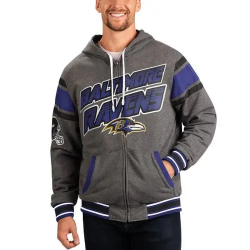 G-III SPORTS BY CARL BANKS Baltimore Ravens Extreme Full Back Reversible Hoodie Full-zip Jacket - Purple