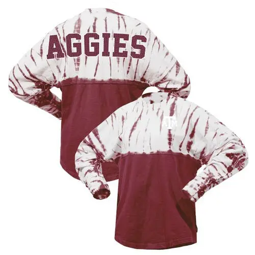 SPIRIT JERSEY Texas A&m Aggies Tie-dye Long Sleeve Jersey T-shirt - Maroon