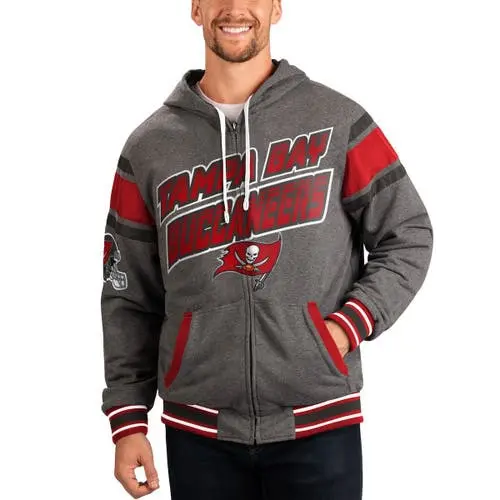G-III SPORTS BY CARL BANKS Gray Tampa Bay Buccaneers Extreme Full Back Reversible Hoodie Full-zip Jacket - Red