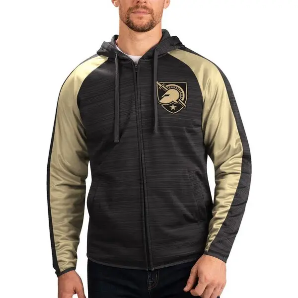 G-III SPORTS BY CARL BANKS Army Knights Neutral Zone Raglan Full-zip Track Jacket Hoodie - Black
