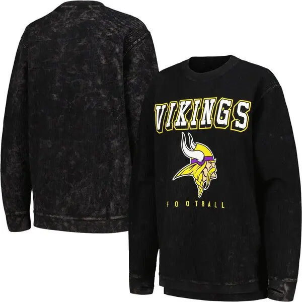 G-III 4HER BY CARL BANKS Minnesota Vikings Comfy Cord Pullover Sweatshirt - Black
