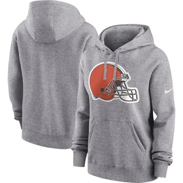 Nike Cleveland Browns Team Logo Club Fleece Pullover Hoodie - Heather Gray