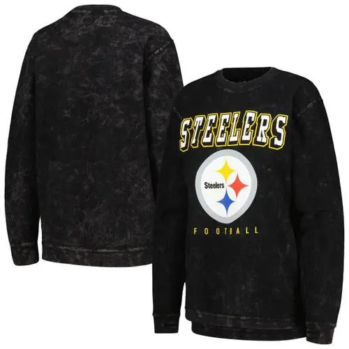 G-III 4HER BY CARL BANKS Pittsburgh Steelers Comfy Cord Pullover Sweatshirt - Black