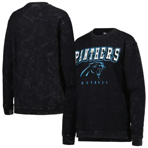 G-III 4HER BY CARL BANKS Carolina Panthers Comfy Cord Pullover Sweatshirt - Black