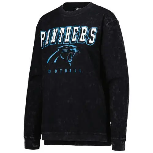 G-III 4HER BY CARL BANKS Carolina Panthers Comfy Cord Pullover Sweatshirt - Black