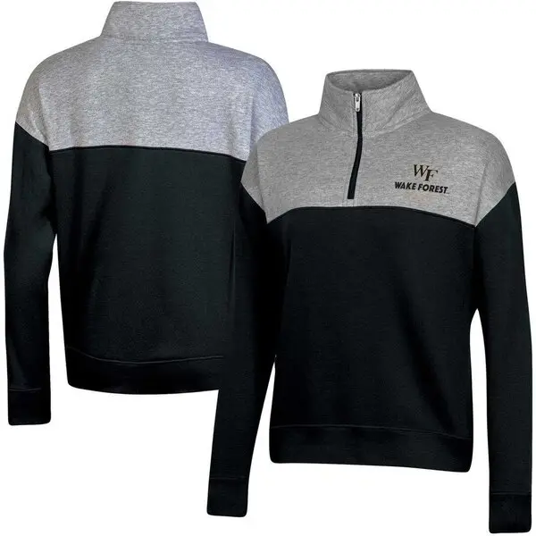 Champion Wake Forest Demon Deacons Color-blocked Quarter-zip Sweatshirt
