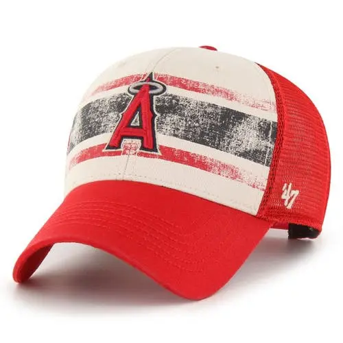 '47 Red Los Angeles Angels Breakout Mvp Trucker Adjustable Hat - Cream