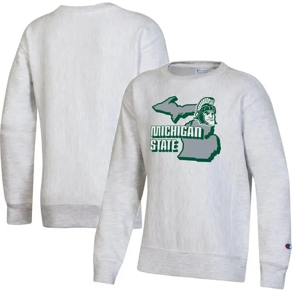 Champion Youth Michigan State Spartans Reverse Weave Pullover Sweatshirt - Heather Gray