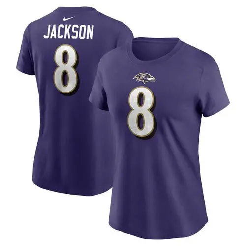Nike Lamar Jackson Baltimore Ravens Player Name & Number T-shirt - Purple