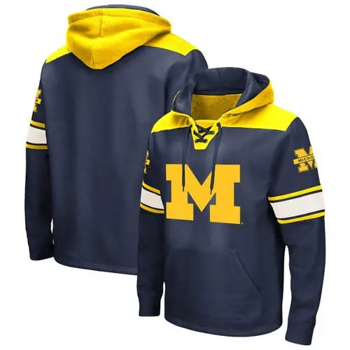COLOSSEUM Michigan Wolverines Big & Tall Hockey Lace-up Pullover Hoodie - Navy
