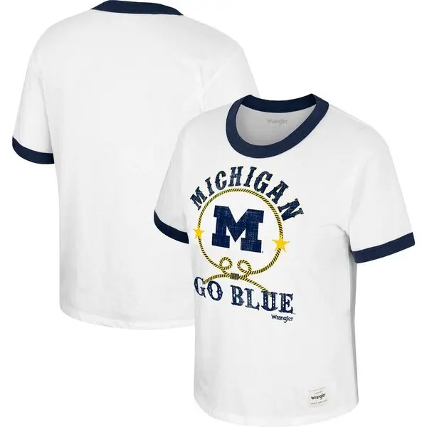 COLOSSEUM X WRANGLER Michigan Wolverines Freehand Ringer T-shirt - White