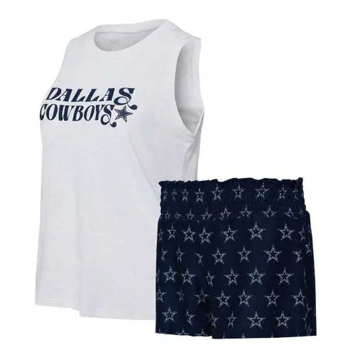 CONCEPTS SPORT White Dallas Cowboys Gauge Tank & Shorts Sleep Set - Navy