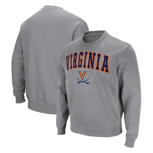 COLOSSEUM Virginia Cavaliers Arch & Logo Pullover Sweatshirt - Heather Gray