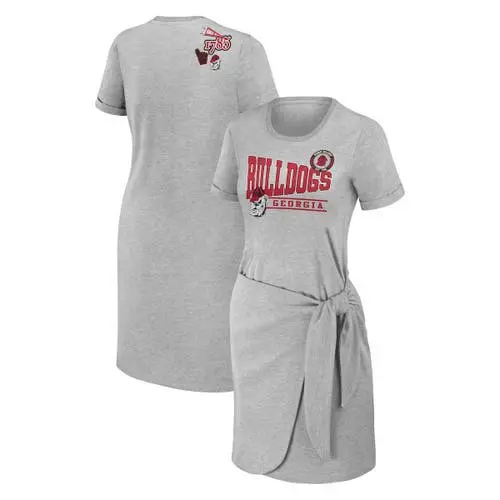 WEAR BY ERIN ANDREWS Georgia Bulldogs Knotted T-shirt Dress - Heather Gray