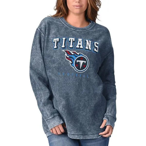 G-III 4HER BY CARL BANKS Tennessee Titans Comfy Cord Pullover Sweatshirt - Navy