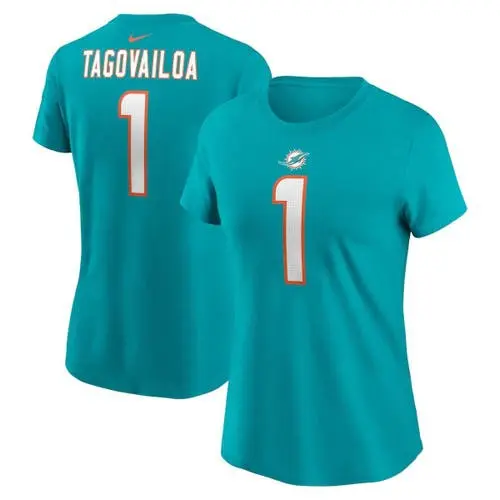 Nike Tua Tagovailoa Miami Dolphins Player Name & Number T-shirt - Aqua