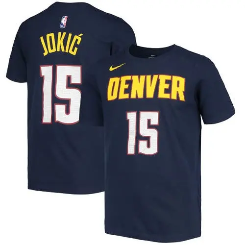 Nike Youth Nikola Jokic Denver Nuggets Logo Name & Number Performance T-shirt - Navy