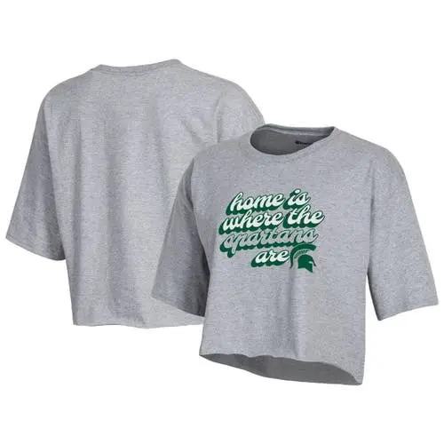 Champion Michigan State Spartans Boyfriend Cropped T-shirt - Heather Gray