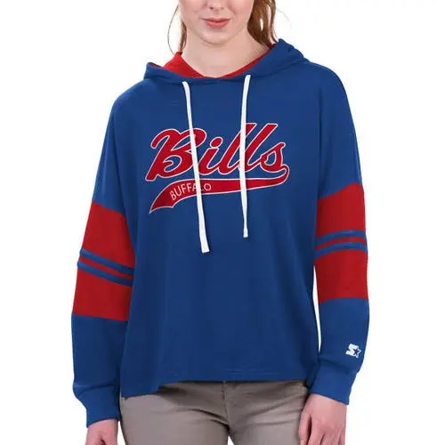 STARTER Buffalo Bills Bump And Run Long Sleeve Hoodie T-shirt - Royal