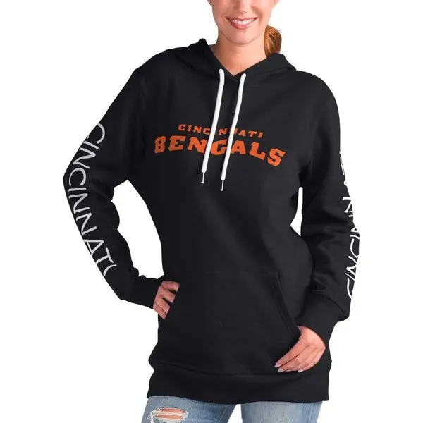 G-III 4HER BY CARL BANKS Cincinnati Bengals Extra Inning Pullover Hoodie - Black