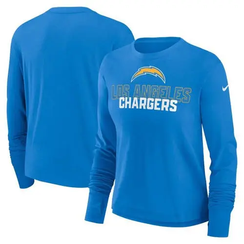 Nike Los Angeles Chargers Modest Crop Performance Long Sleeve T-shirt - Powder Blue