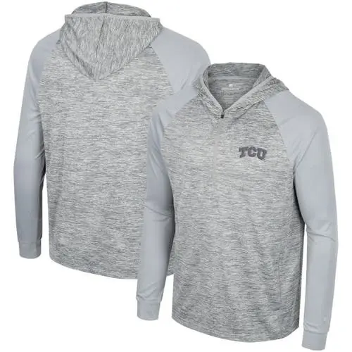 COLOSSEUM Tcu Horned Frogs Cybernetic Raglan Quarter-zip Hooded Top - Gray