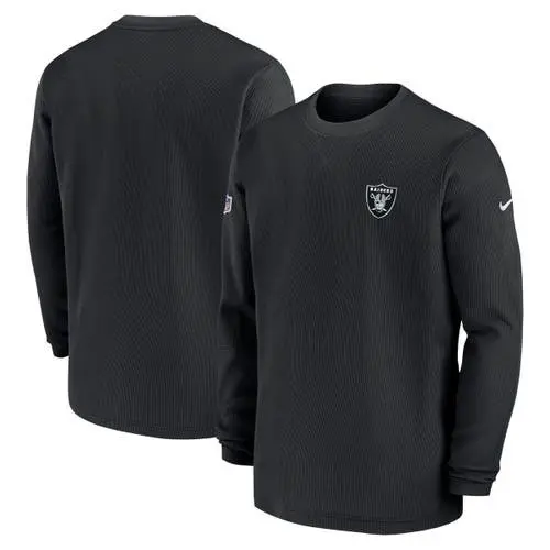 Nike Las Vegas Raiders 2023 Sideline Throwback Heavy Brushed Waffle Long Sleeve Top - Black