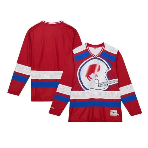 Mitchell & Ness Buffalo Bills Big Face 7.0 Long Sleeve Jersey T-shirt - Red