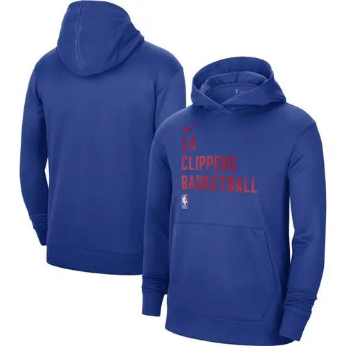 Nike La Clippers 2023/24 Performance Spotlight On-court Practice Pullover Hoodie - Blue