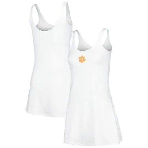 ZOOZATZ Clemson Tigers Logo Scoop Neck Dress - White