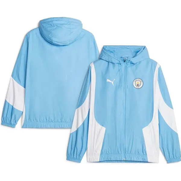 PUMA Sky Blue Manchester City 2023/24 Pre-match Anthem Full-zip Hoodie Jacket - Light Blue