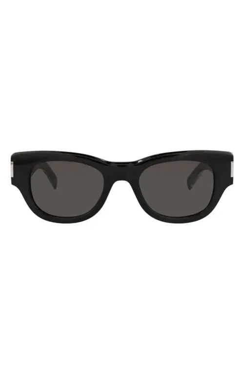 Saint Laurent 49mm Round Sunglasses - Black Crystal Grey