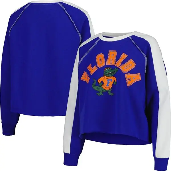 GAMEDAY COUTURE Florida Gators Blindside Raglan Cropped Pullover Sweatshirt - Royal