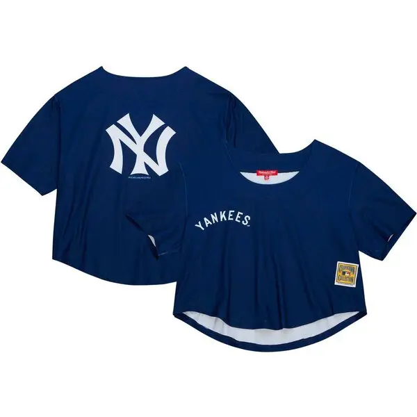 Mitchell & Ness New York Yankees Cooperstown Collection Crop T-shirt - Navy